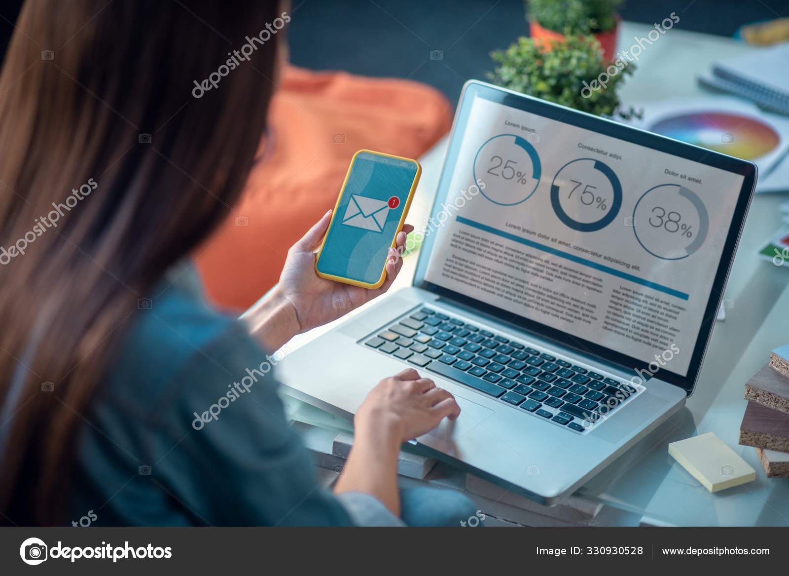 Nice young woman receiving a message on her phone - Profit Solutions ...